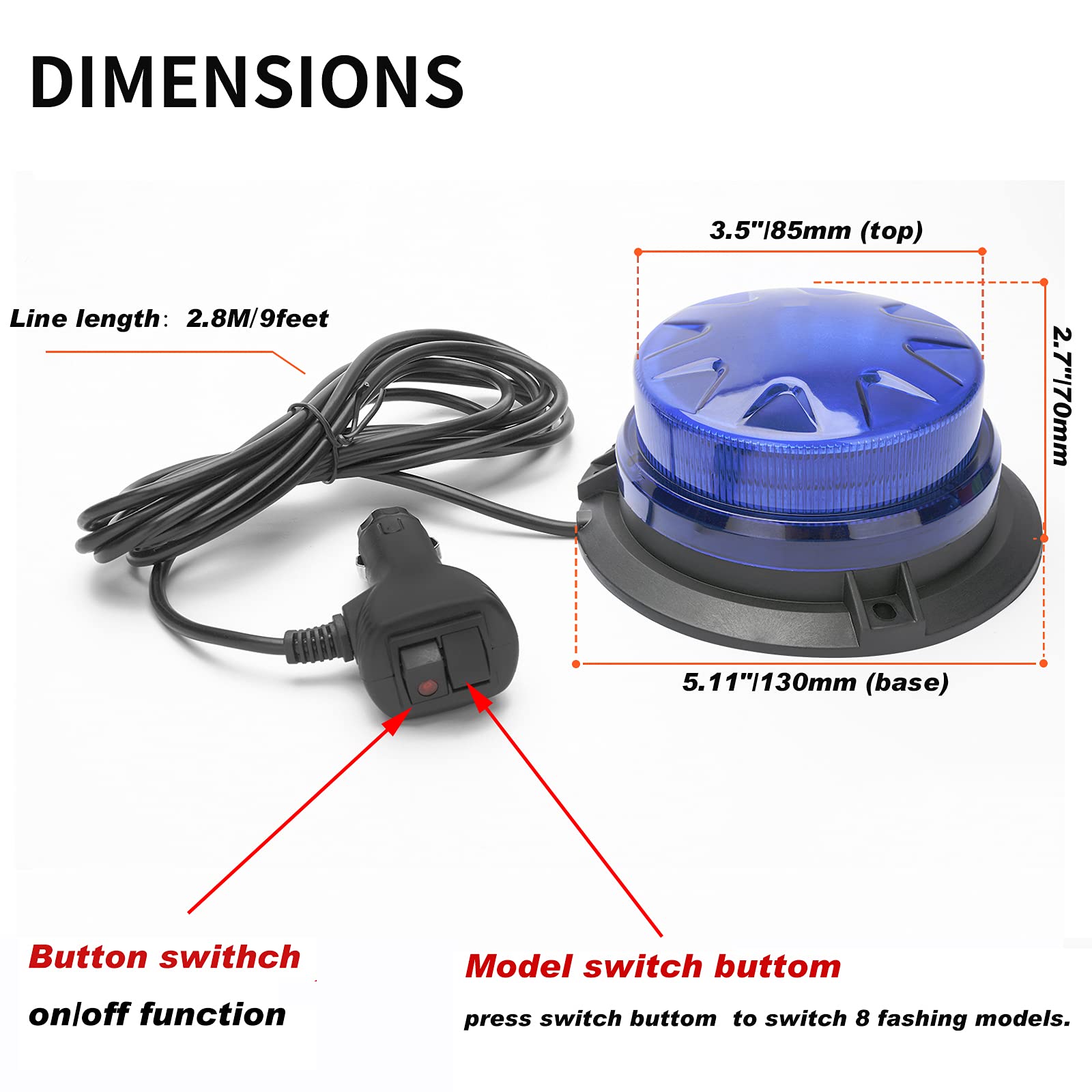 Mua AUXMOTEC Blue Led Emergency Strobe Beacon Lights Bar with Magnetic ...