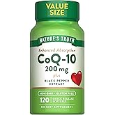 Amazon.com: Nature's Truth CoQ10 100mg | 120 Softgels | High Absorption | Non-GMO & Gluten Free ...