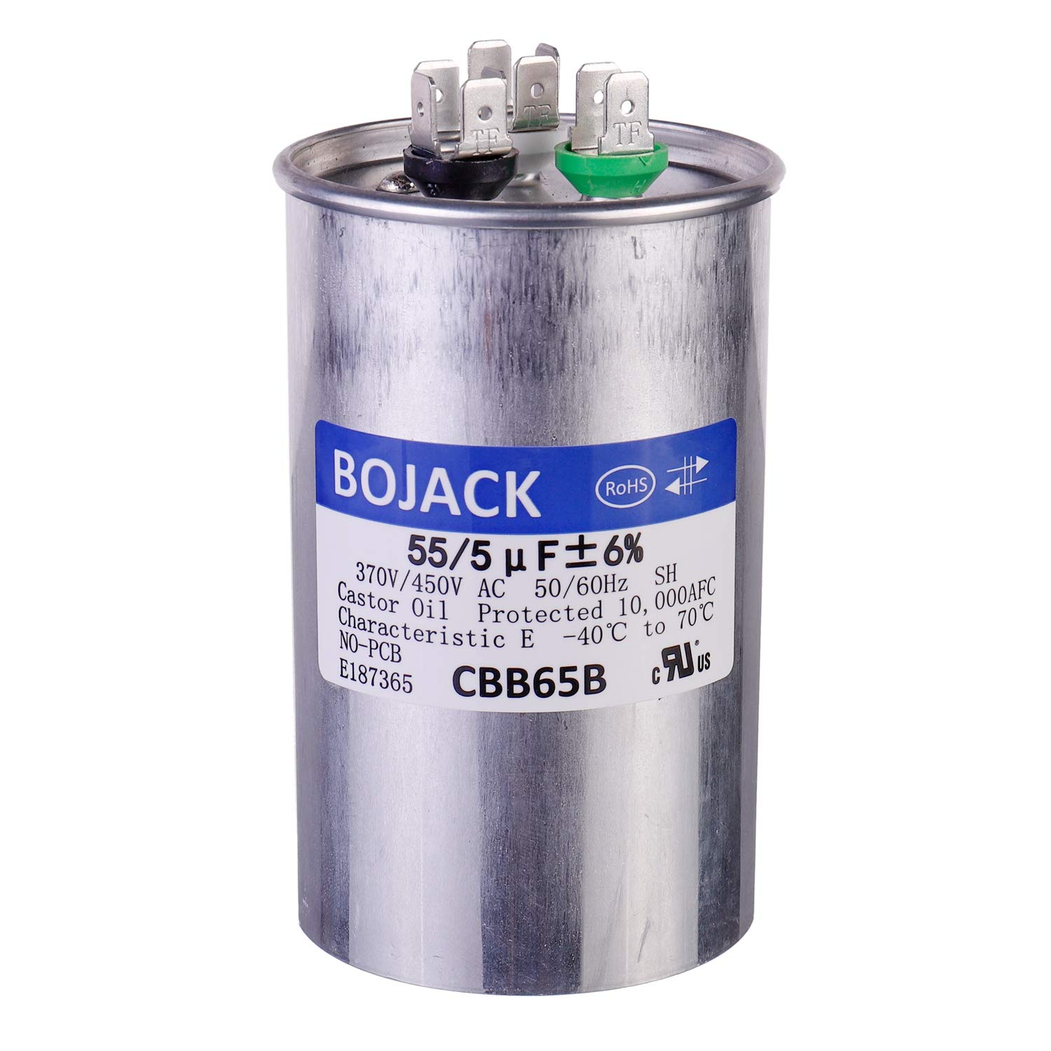 BOJACK 55+5uF 55/5MFD ±5% 370V/440V CBB65 Dual Run Circular Start Capacitor for AC Motor Run or ...