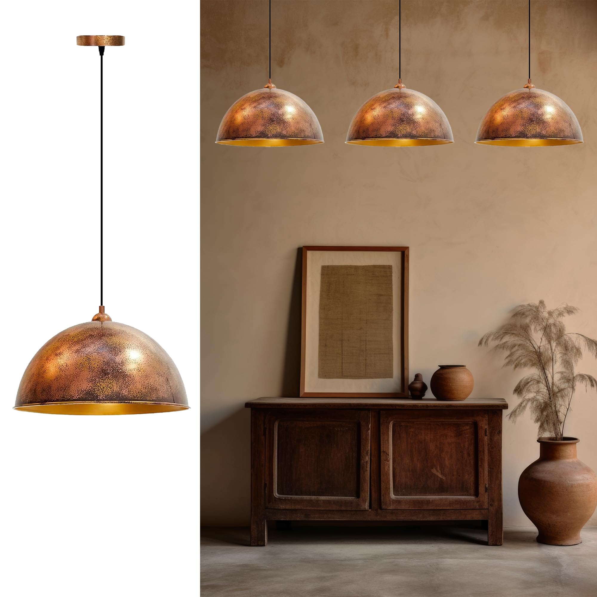 bamyum Vintage 11.8" Dome Hanging Light Fixtures Barn Farmhouse Pendant ...