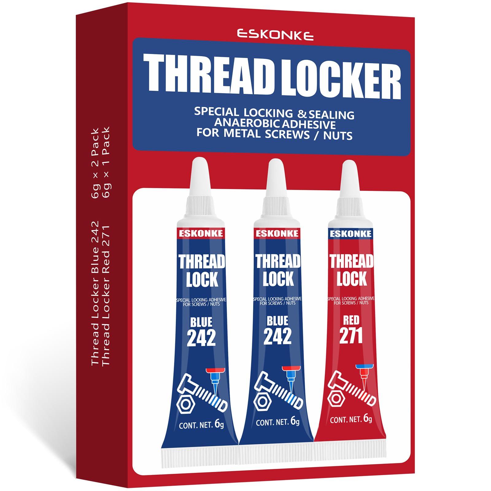 Mua 3 Pack Thread Locker Blue 242 / Red Threadlocker 271, Nuts & Bolts ...