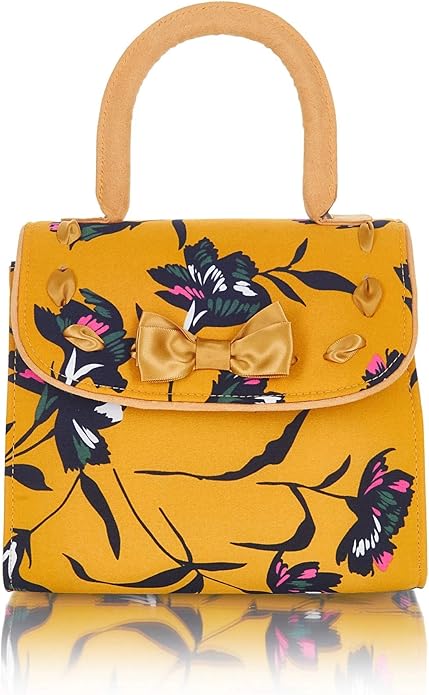 Ruby Shoo Santiago Ochre Mustard Yellow Floral Top Handle Shoulder Bag ...