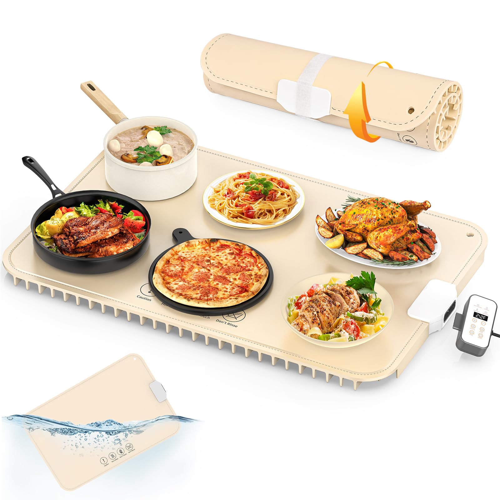 Food Warming Mat - Electric Warming Tray Full Surface Heating with ...