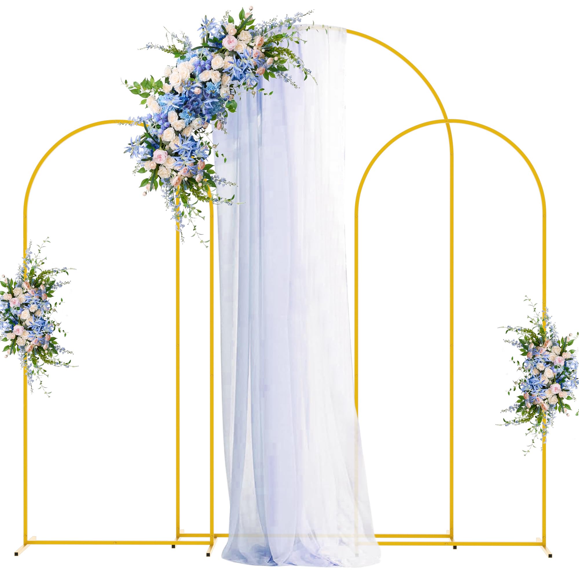 Mugiden Metal Arch Backdrop Stand Set of 3 (7.2FT, 6FT, 6FT) Gold ...