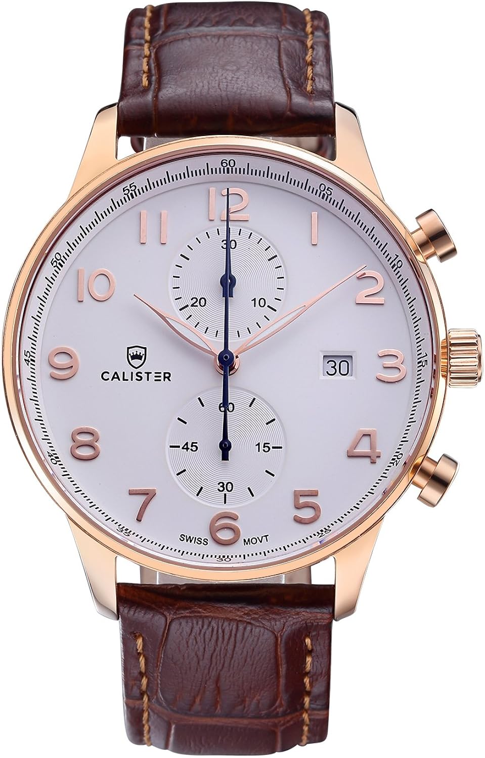 Calister Vern003 Montre Homme Suisse Chrono Analogique Bracelet Cuir ...
