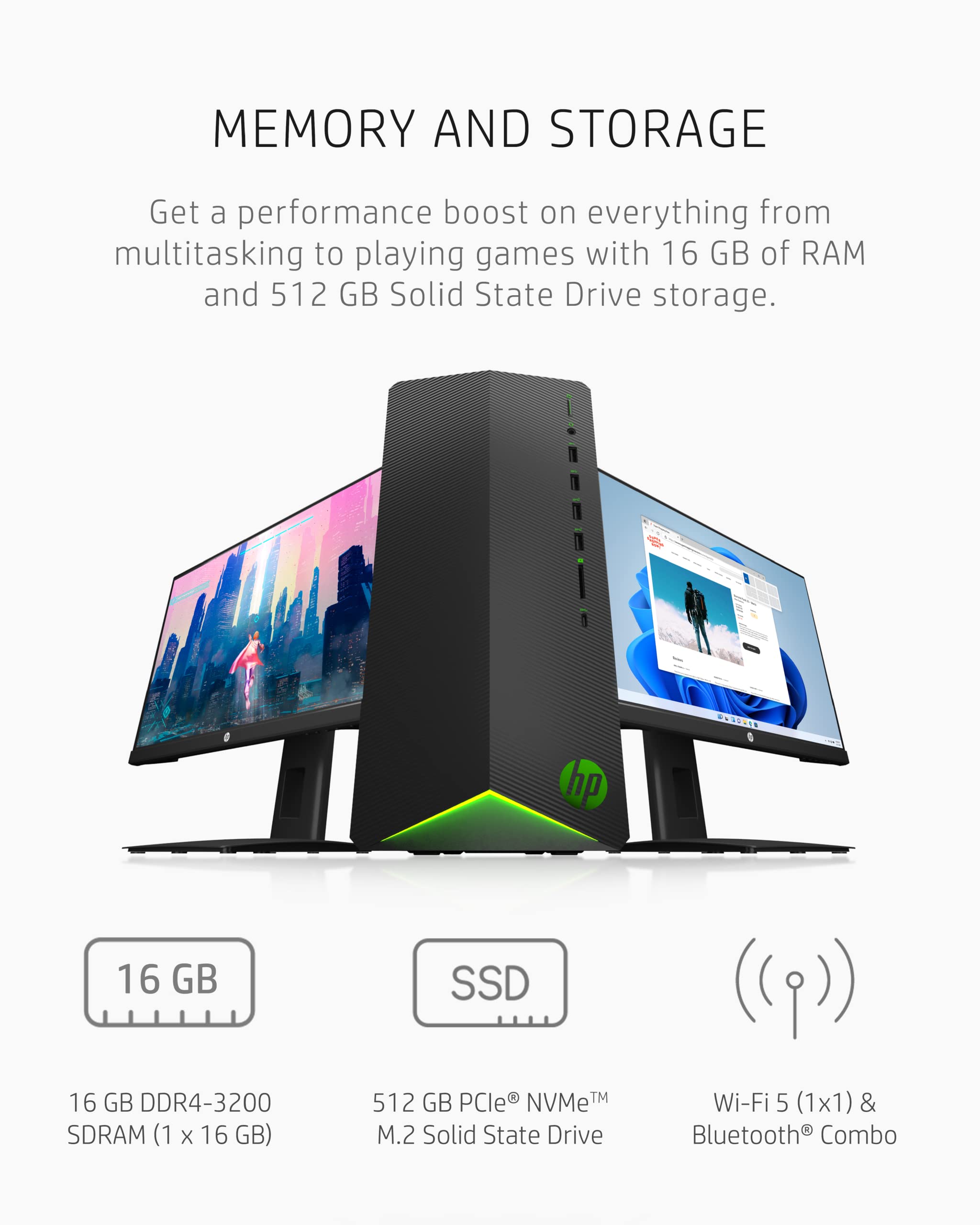 HP Pavilion AMD Radeon RX 6600XT, AMD Ryzen 7 5700G Processor, 16 GB ...