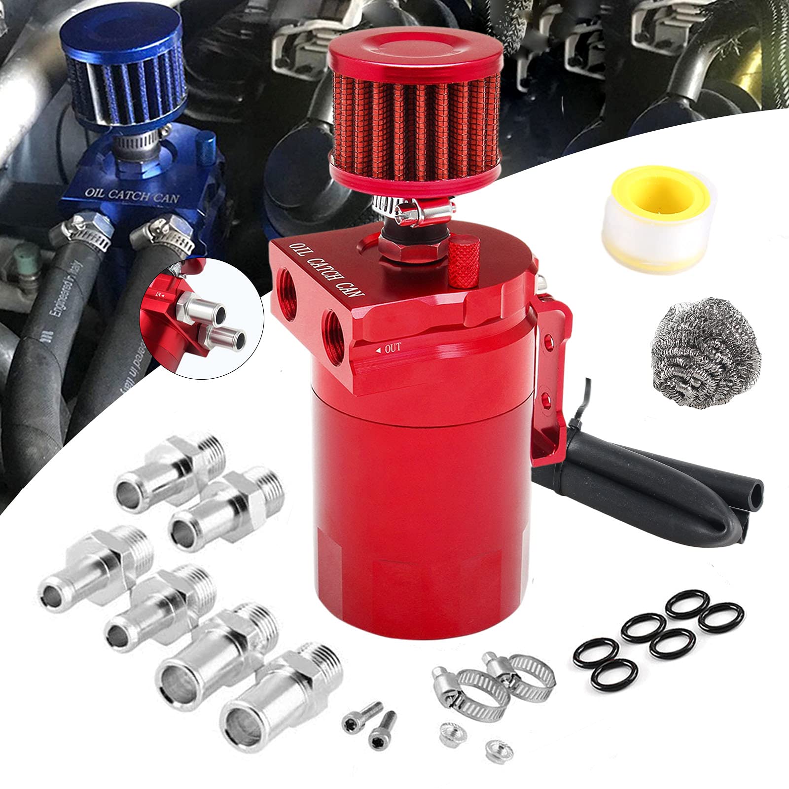 Mua Universal Polish Baffled Reservoir Oil Catch Can Kit with Breather ...