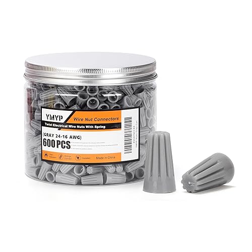 YMYP 600PCS Wire Nut Connector - AWG 24-16 Gray - Insulated Insert ...