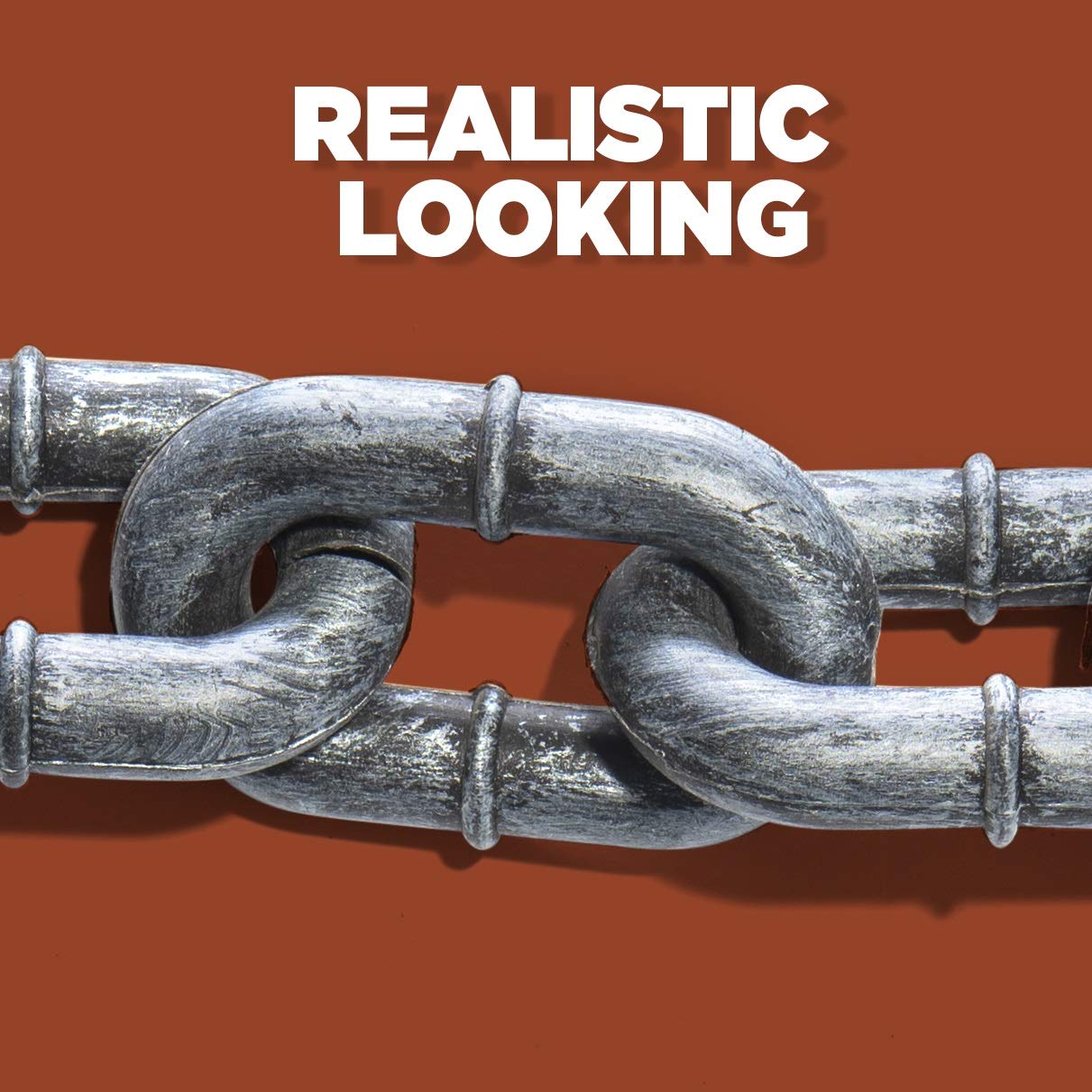 Fake Chain – Halloween Prop Silver & Black 6 Ft. Large Plastic Chain ...