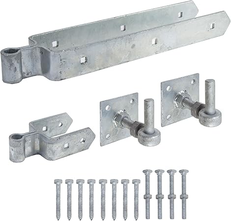 4Pc 18" Heavy Duty Adjustable Field Gate Hinge Set - Plated Hooks ...