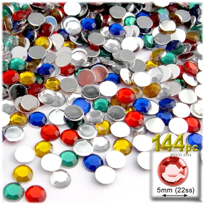 Amazon.com: The Crafts Outlet 144-Piece Round Rhinestones, 5mm, Multi ...