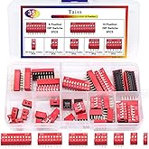 40PCS Double Row Dip Switch Assorted Kit 1 2 3 4 6 8 10 12 Position 2 ...