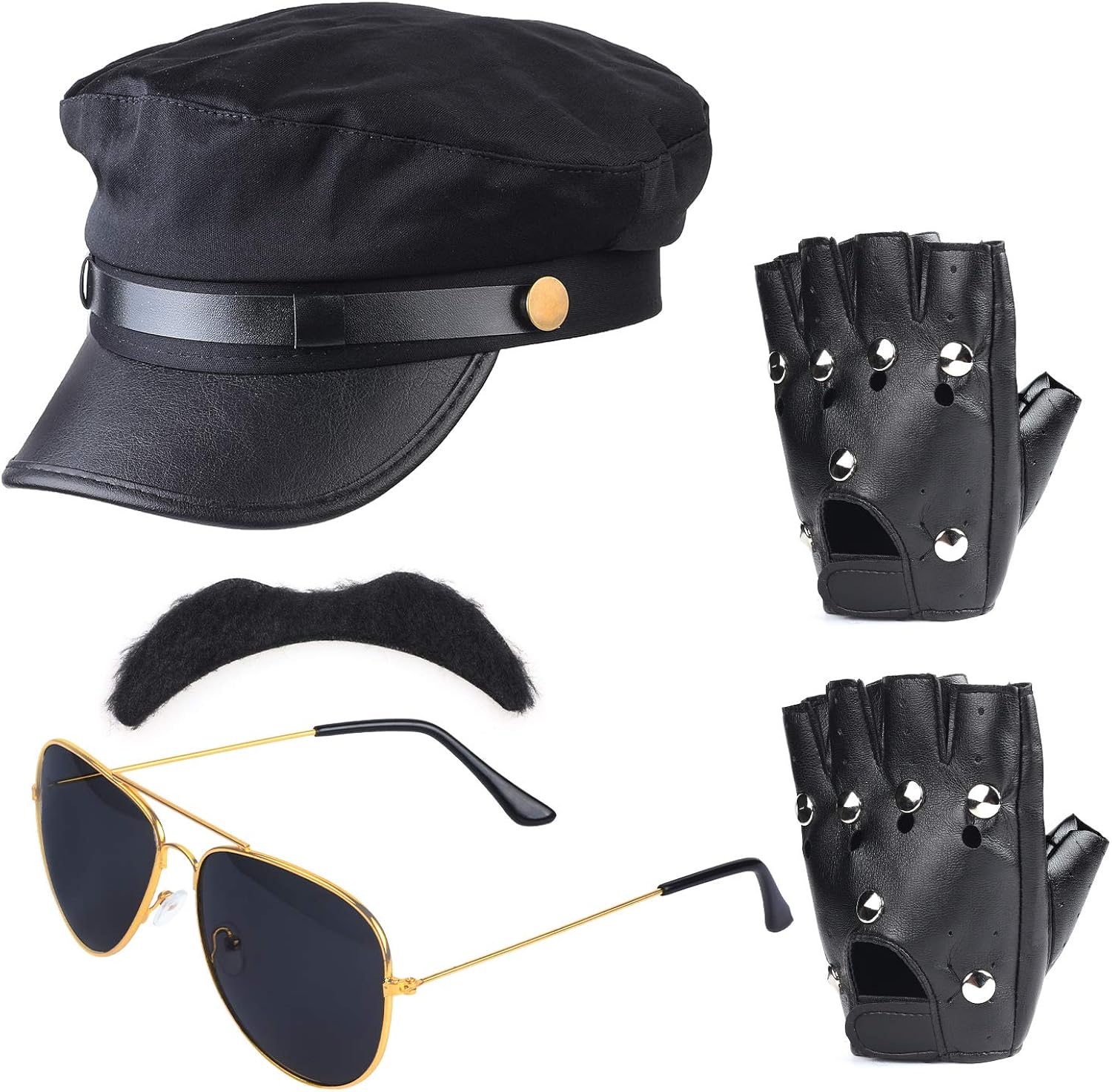 Beefunny Chauffeur Costume Limo Taxi Driver Hat Gloves Set (B): Amazon ...