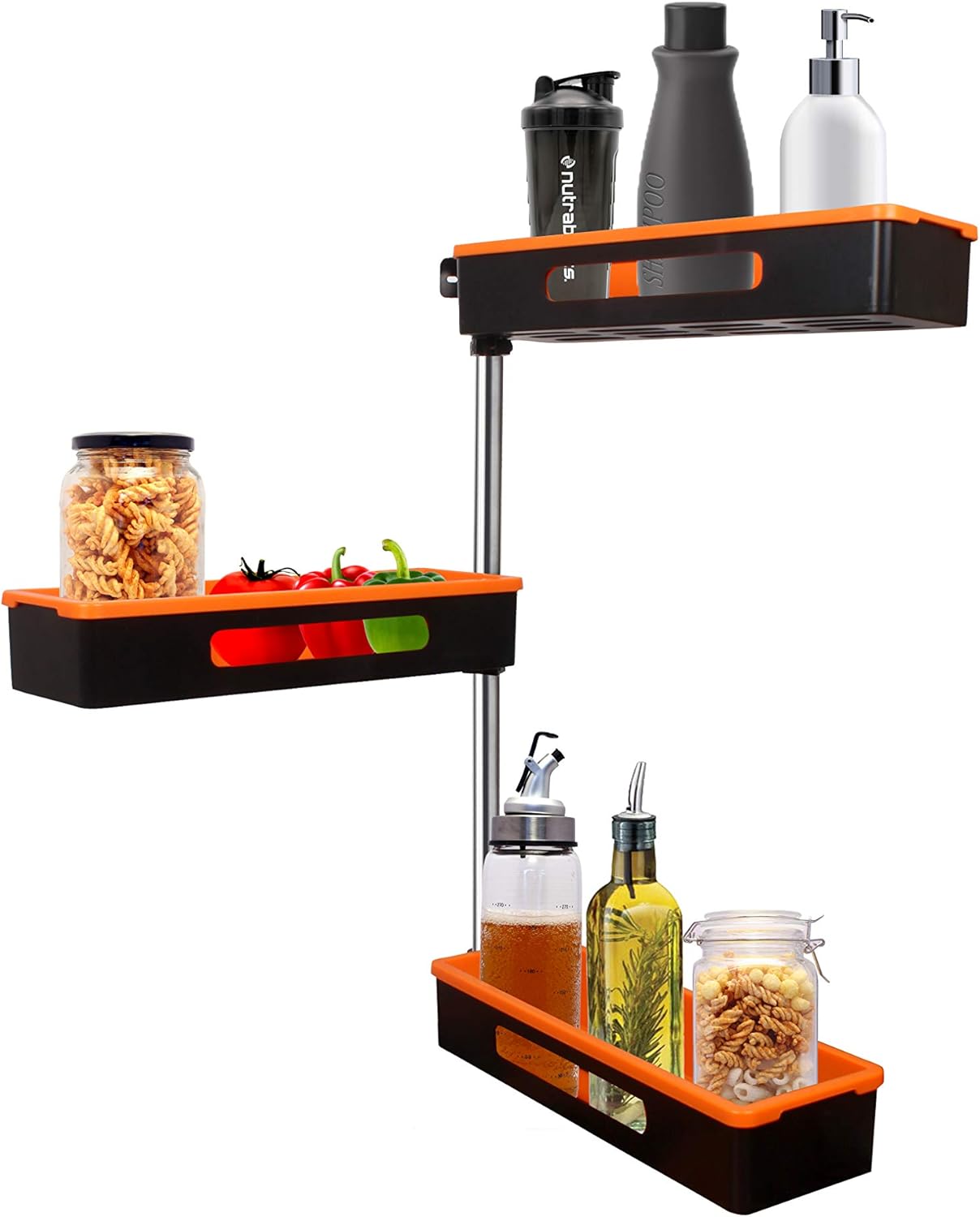 PYU 3 Tier Punch free Wall Mount Kitchen Rack Organizer Spice Rack ...