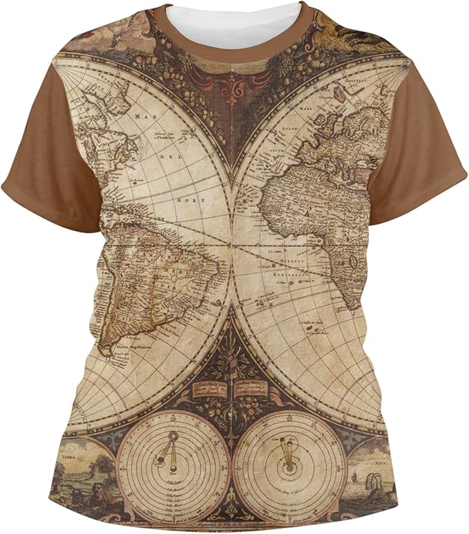 Amazon.com: Vintage World Map Women's Crew T-Shirt: Clothing