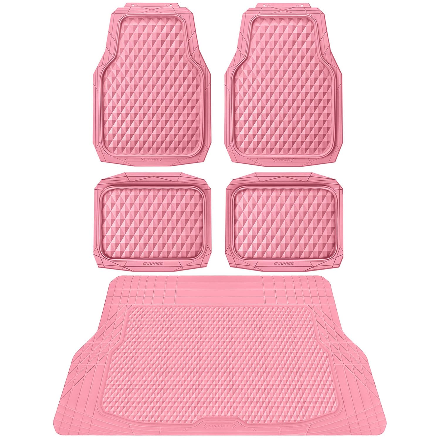 CAR PASS Heavy Duty Rubber Pink Car Floor Mats & Cargo Liners, Deep ...