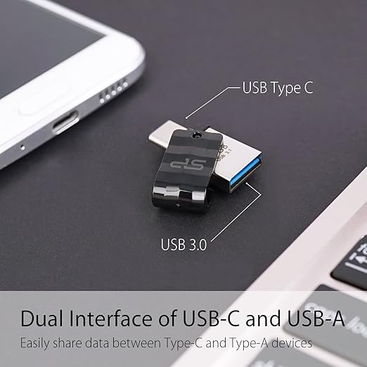Silicon Power SP128GBUC3C31V1K 128 GB Dual USB 3.1 and Type C interface ...