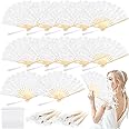 Amazon.com: Beeveer 12 Pcs Cotton Lace Folding Handheld Fan Embroidered ...