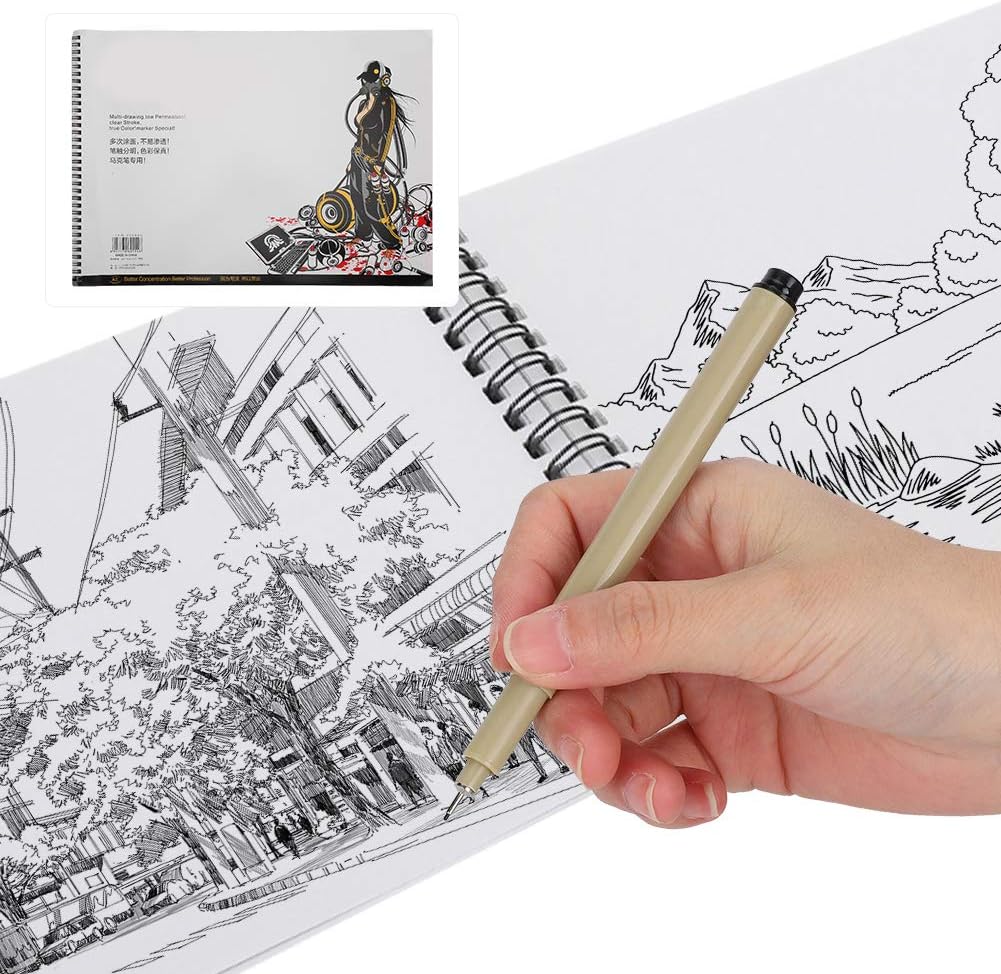 32 sheets A3 Marker Paper Pad, Bleedproof Drawing Paper, Spiral Binding ...