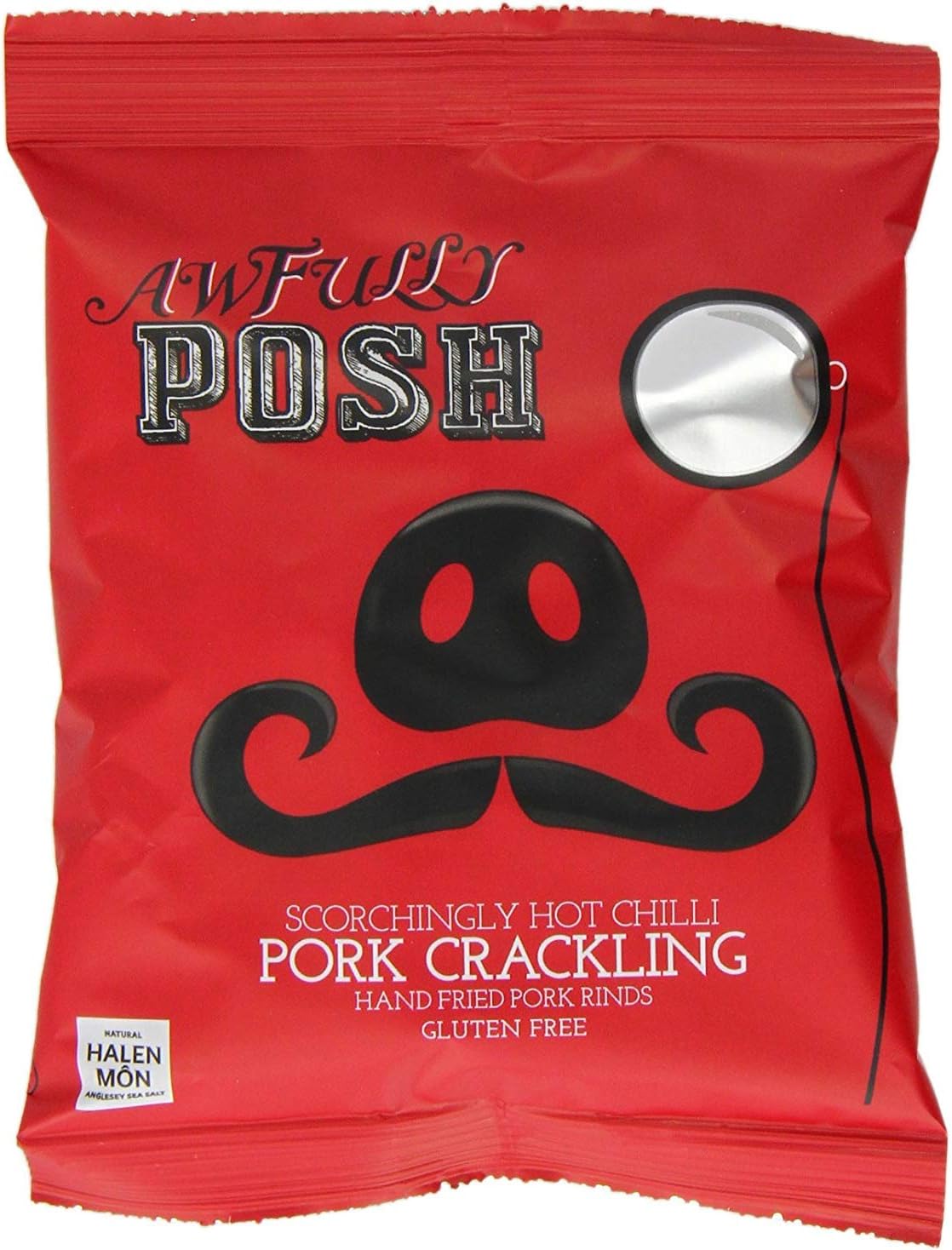 Awfully Posh Chilli and Roasted Garlic Pork Crackling 40 g (Pack of 12 ...