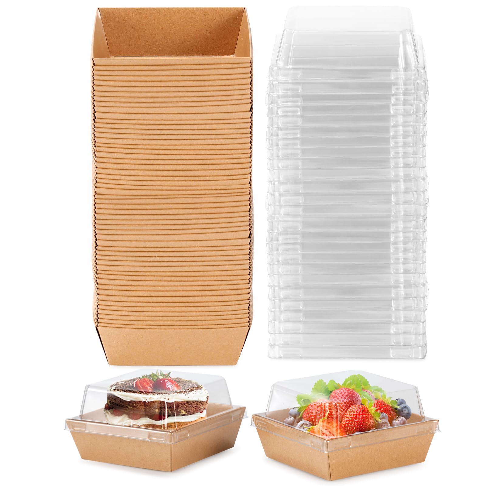 Cinccoke 20 Pack Charcuterie Boxes with Clear Lids, 4x4 Inch Mini ...