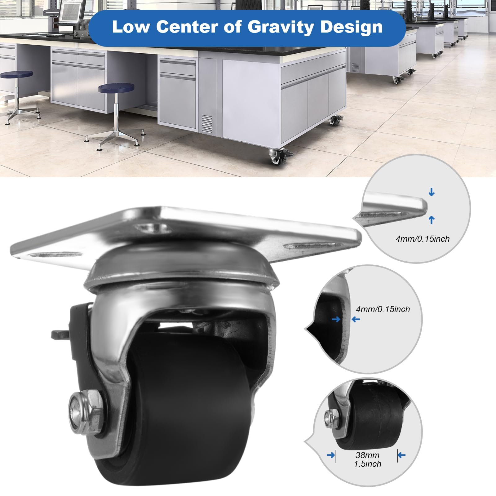Mua EMBOWLIFE 2 Inch Casters Wheels, Heavy Duty Casters Set of 4, Low ...