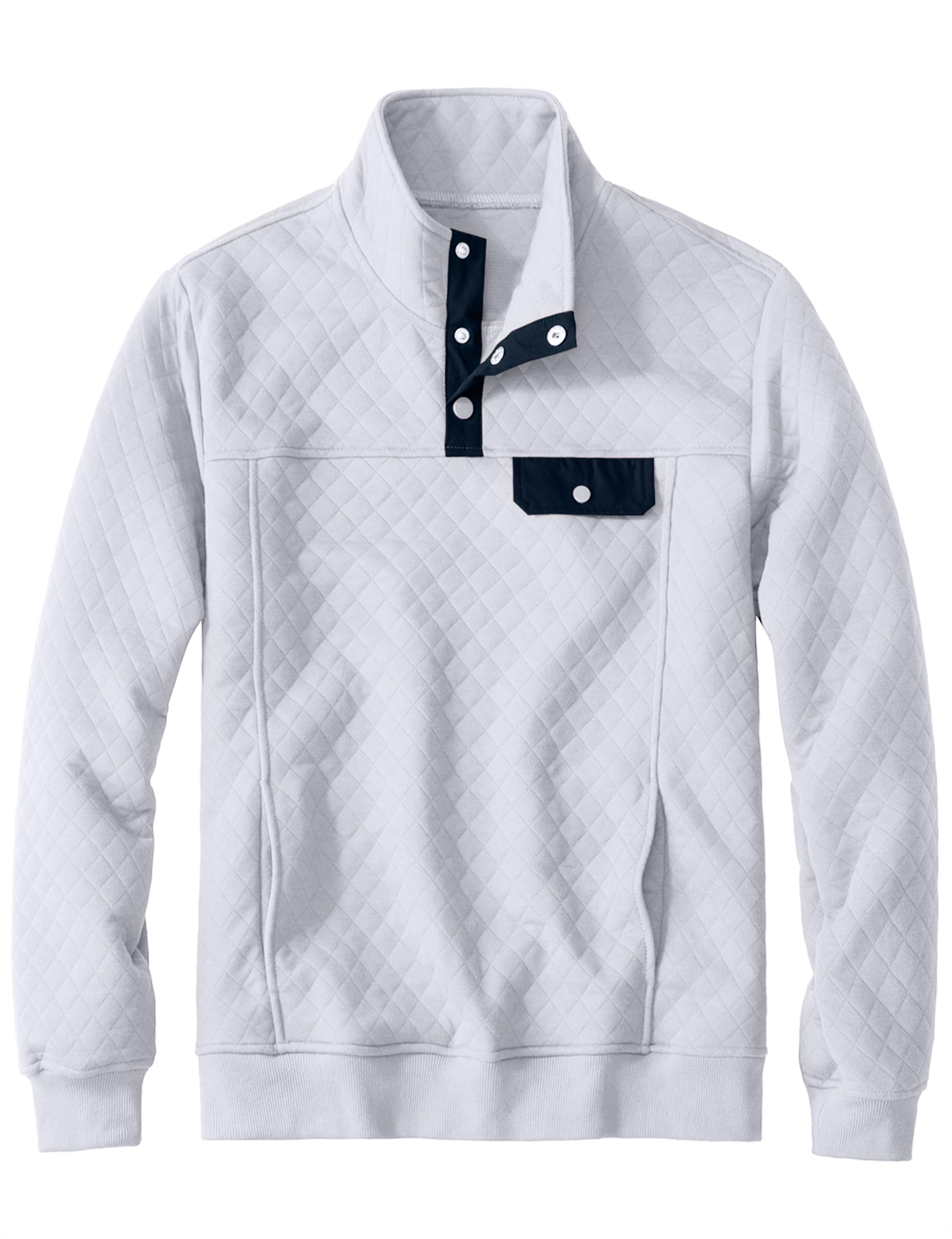 Lulucleaf Mens Quilted Sweatshirt Casual Long Sleeve Outdoor Stand ...
