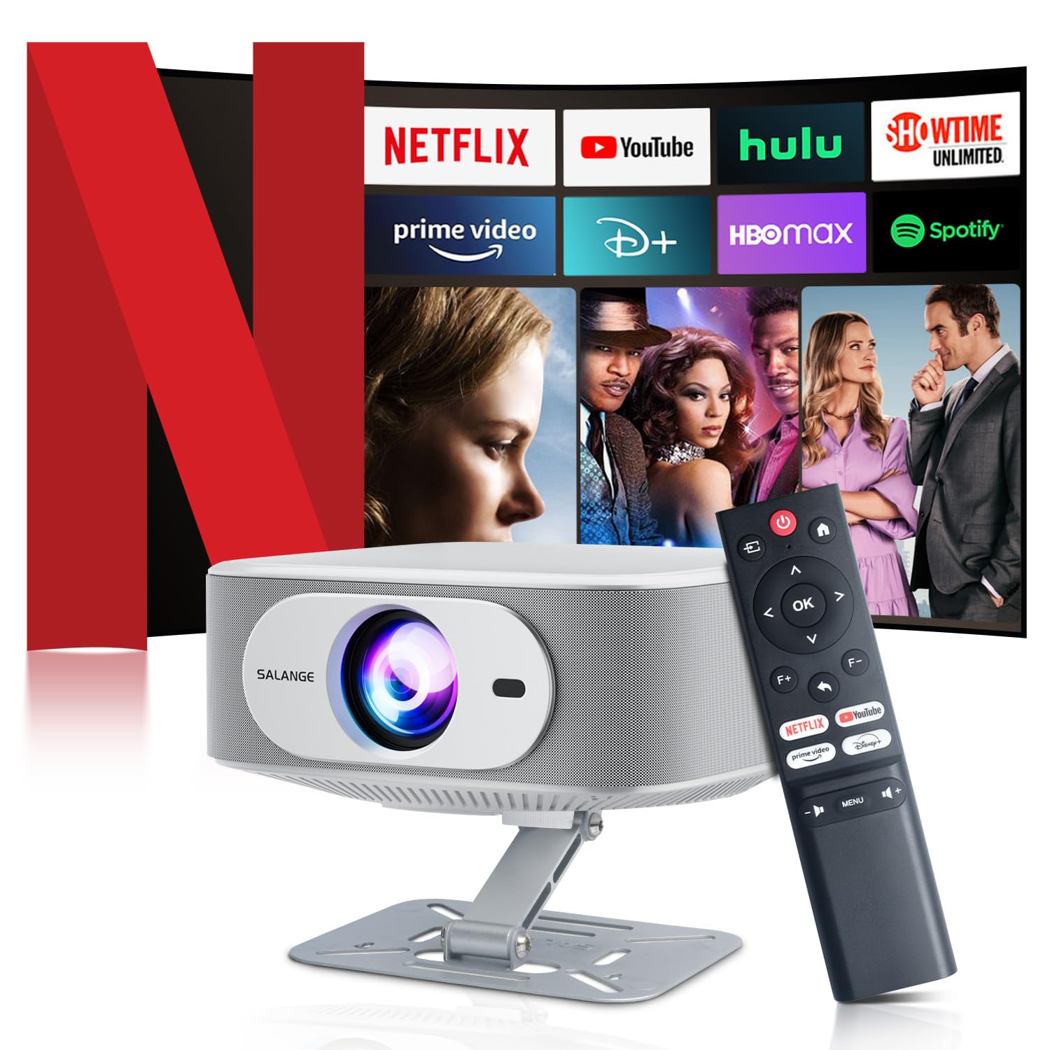 Netflix Licensed Projector with Wifi Bluetooth 4K, Auto Keystone ...
