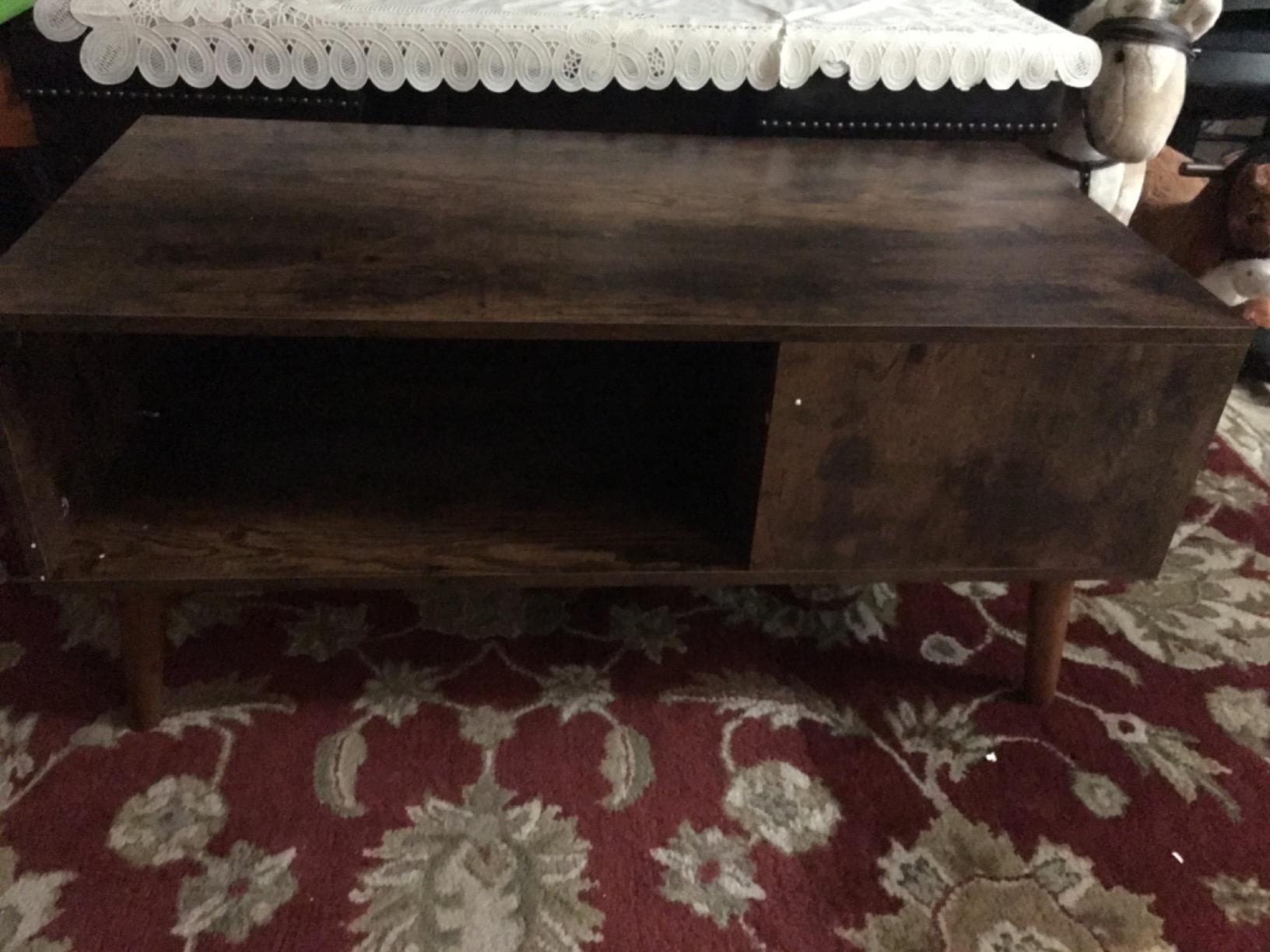 KingSo Retro Coffee Table Mid Century Modern Coffee Table with Storage ...