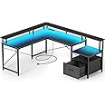 Amazon.com: Rolanstar Computer Desk with File Drawer, 64" L Shaped ...