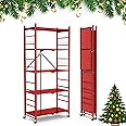 Amazon.com: Himix Storage Shelves with 20 Hooks, 5-Tier Foldable ...