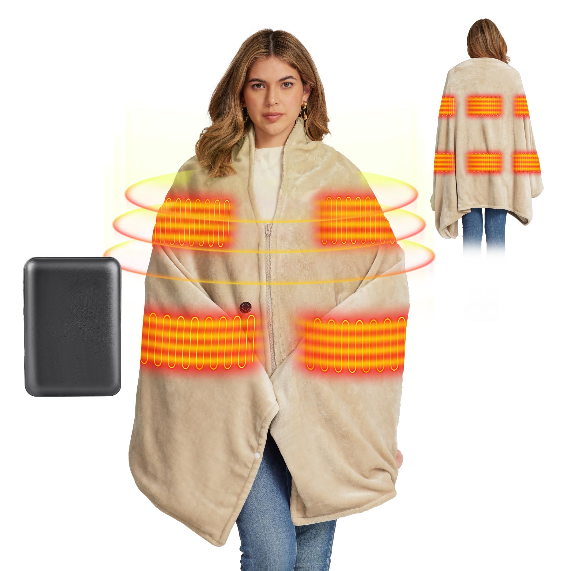 Portable Heated Blanket EternaHora - Battery Operated Double-Sided ...