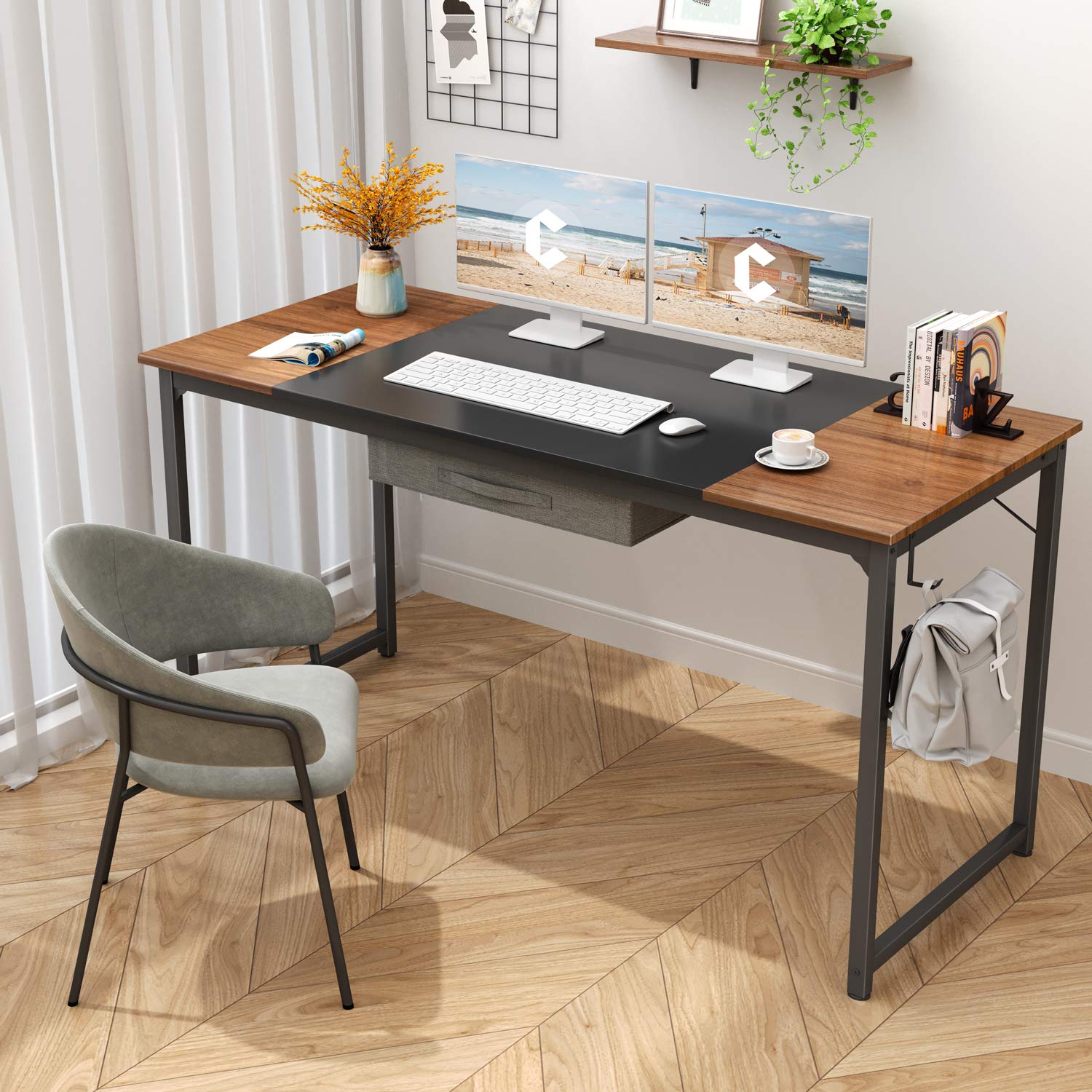 CubiCubi Computer Desk with Drawer 63" Study Writing Table for Home ...