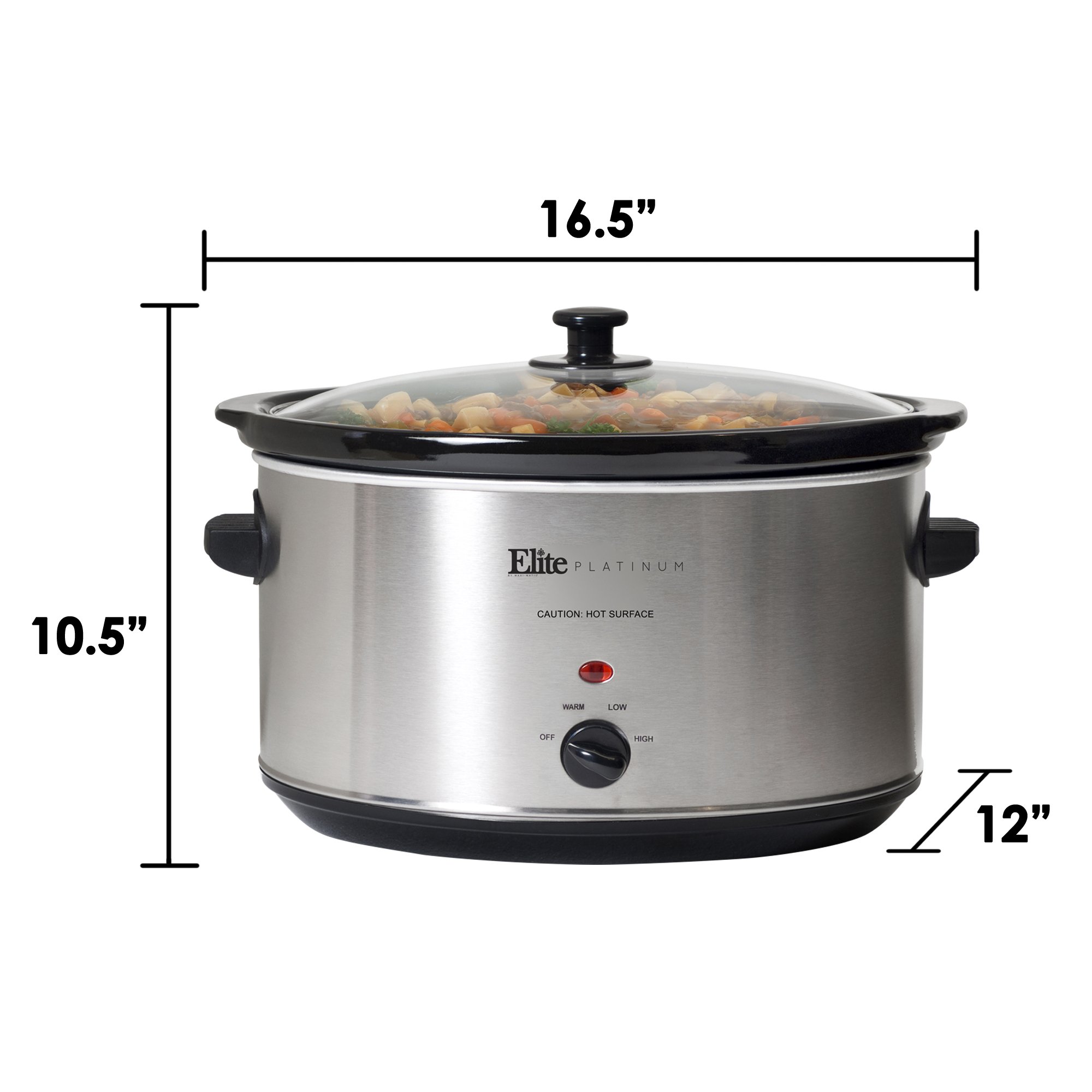 Elite Gourmet Stainless Steel Slow Cooker, Dishwasher-Safe with ...