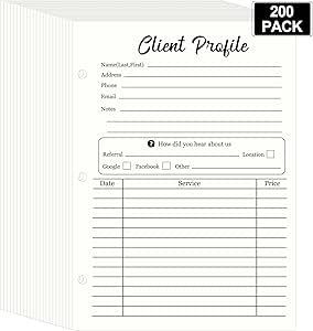 Amazon.com : 200 Pcs Client Profile Cards Stylist Binder Insert Cards ...