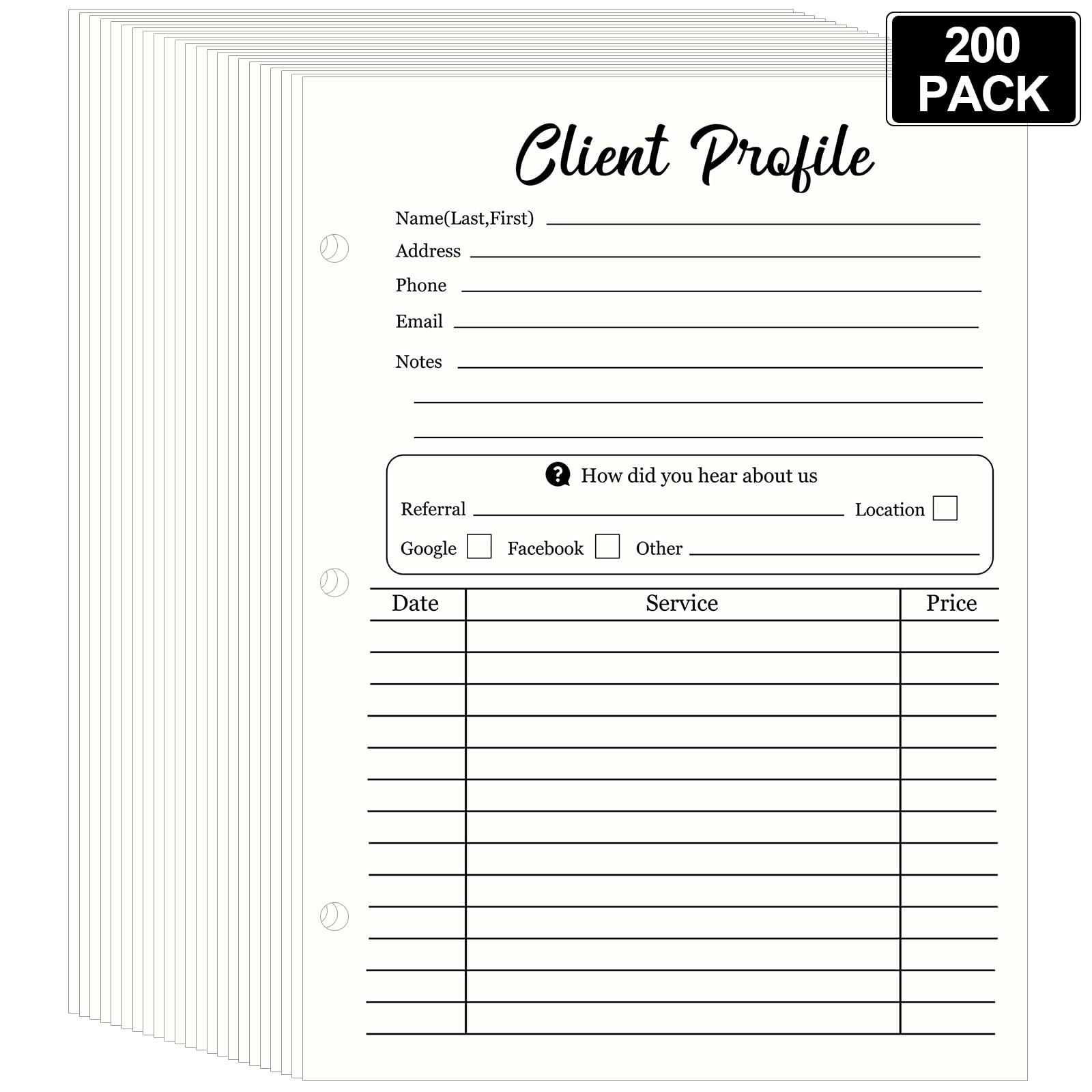 Mua 200 Pcs Client Profile Cards Stylist Binder Insert Cards Small ...