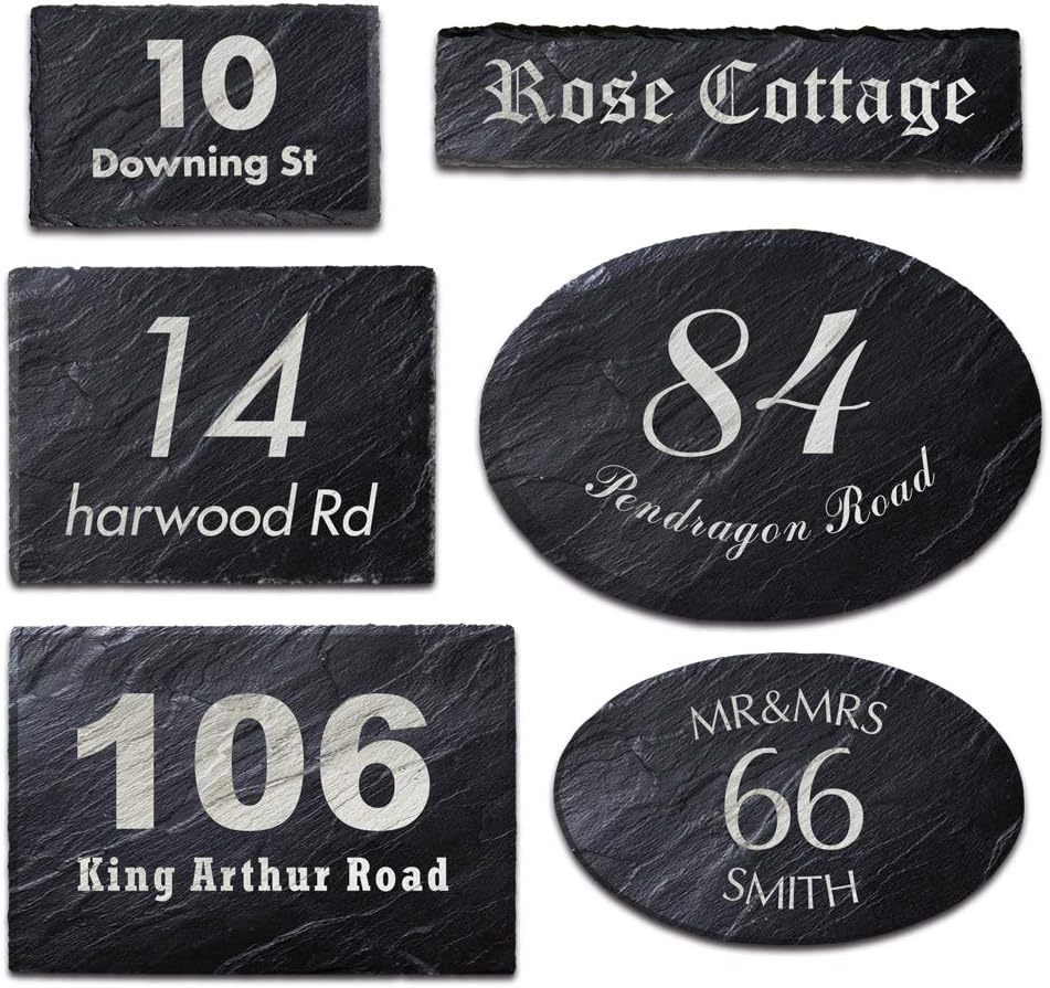 Rustic Slate House Gate Sign Plaque Door Number Personalised Name UV ...