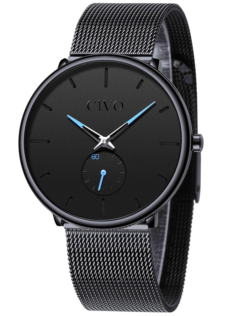 Montre Homme Montres Bracelets Etanche Minimaliste Ultra Mince Noir ...