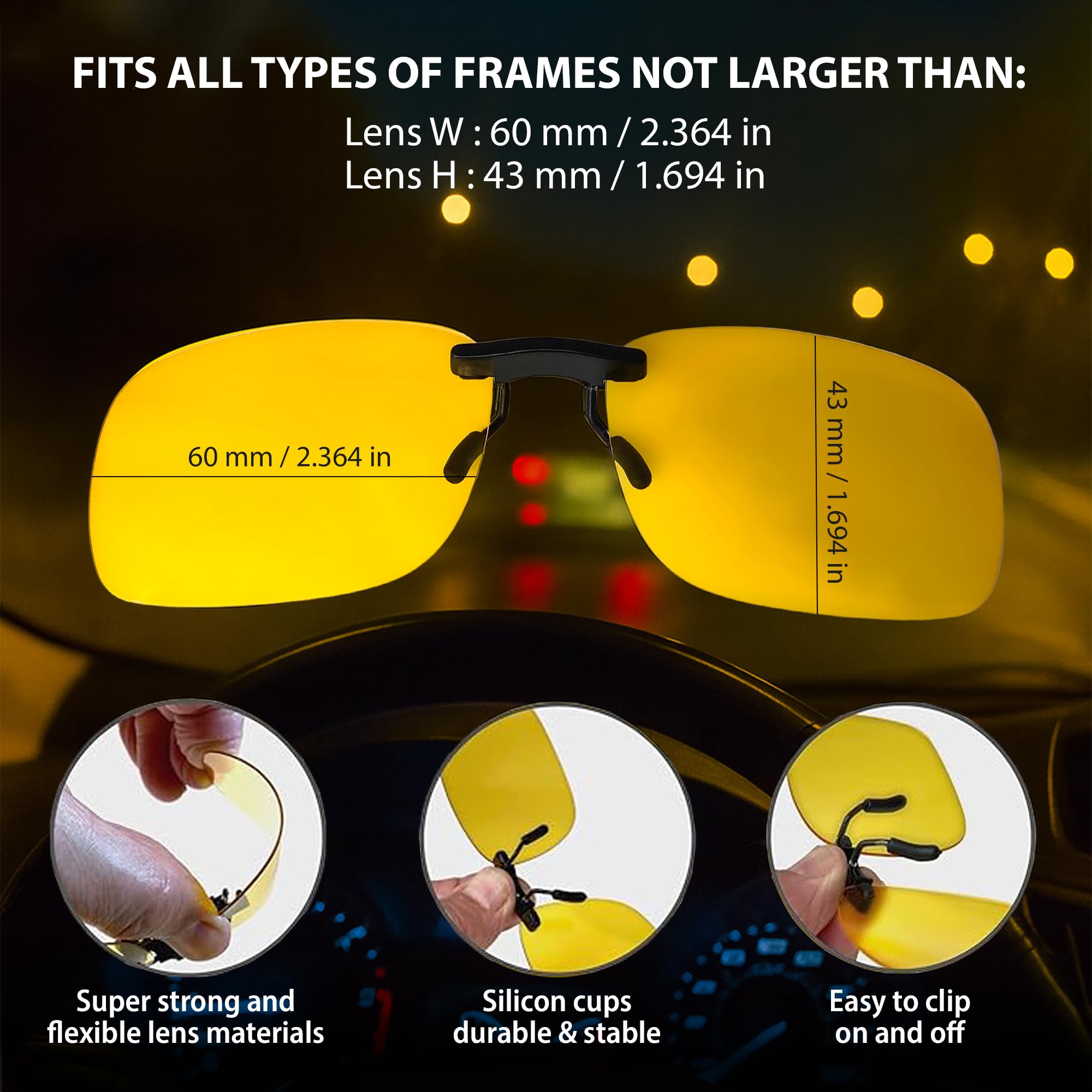Mua BLUE CUT Clip on Polarized Night Vision, Driving Sunglasses UV 400 ...