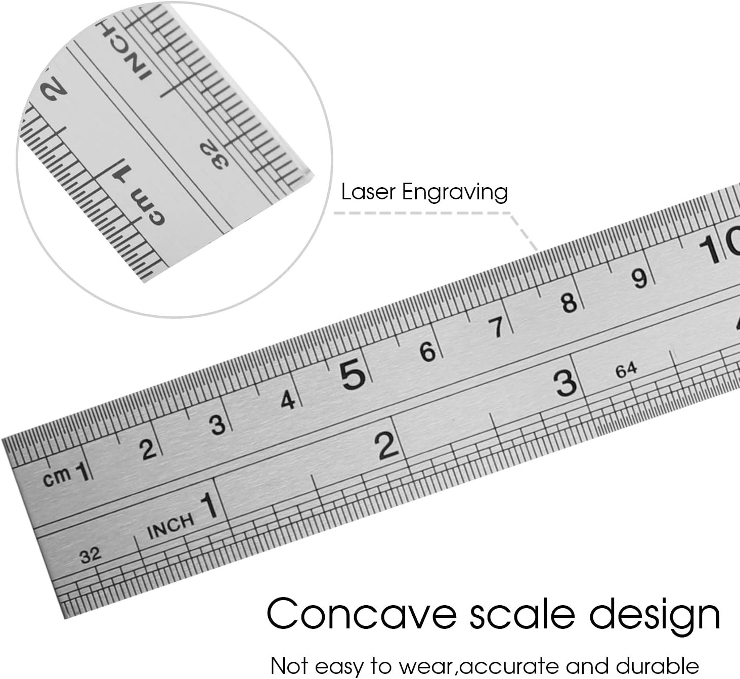 HIHUHEN 3 pcs Stainless Steel Ruler Metal Ruler, 20cm Office Ruler ...