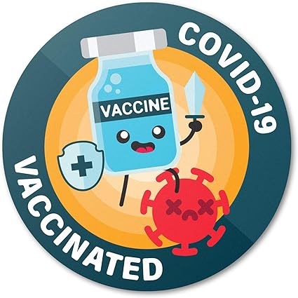 2 inch Round, Defend Against Covid-19 Vaccinated Stickers ( Orange-Blue ...