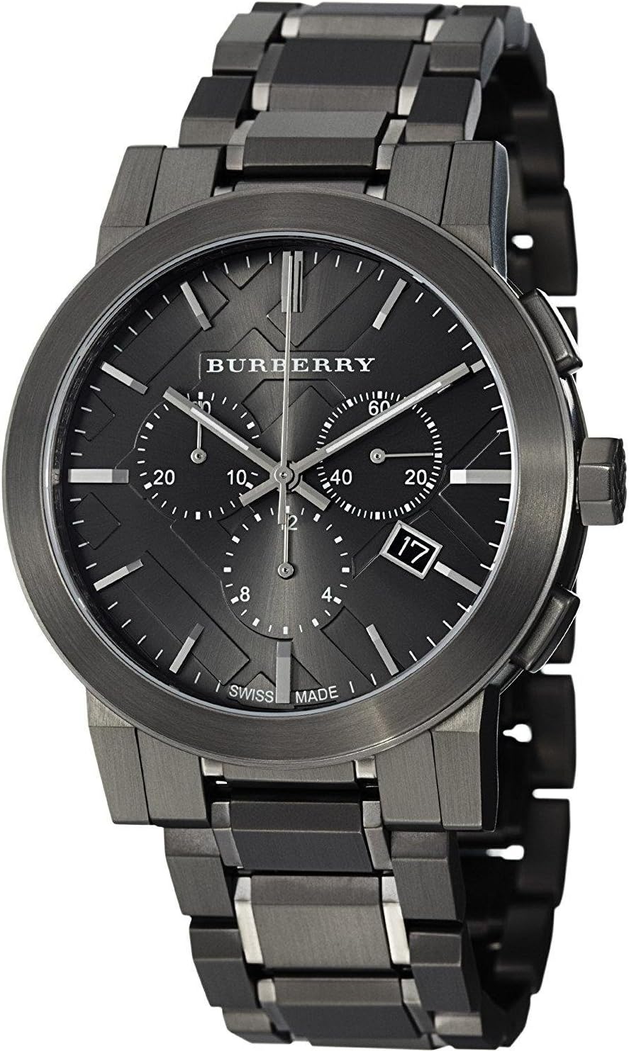 Burberry BU9354 de hombres grandes cuadros gris Ion chapado en reloj de ...