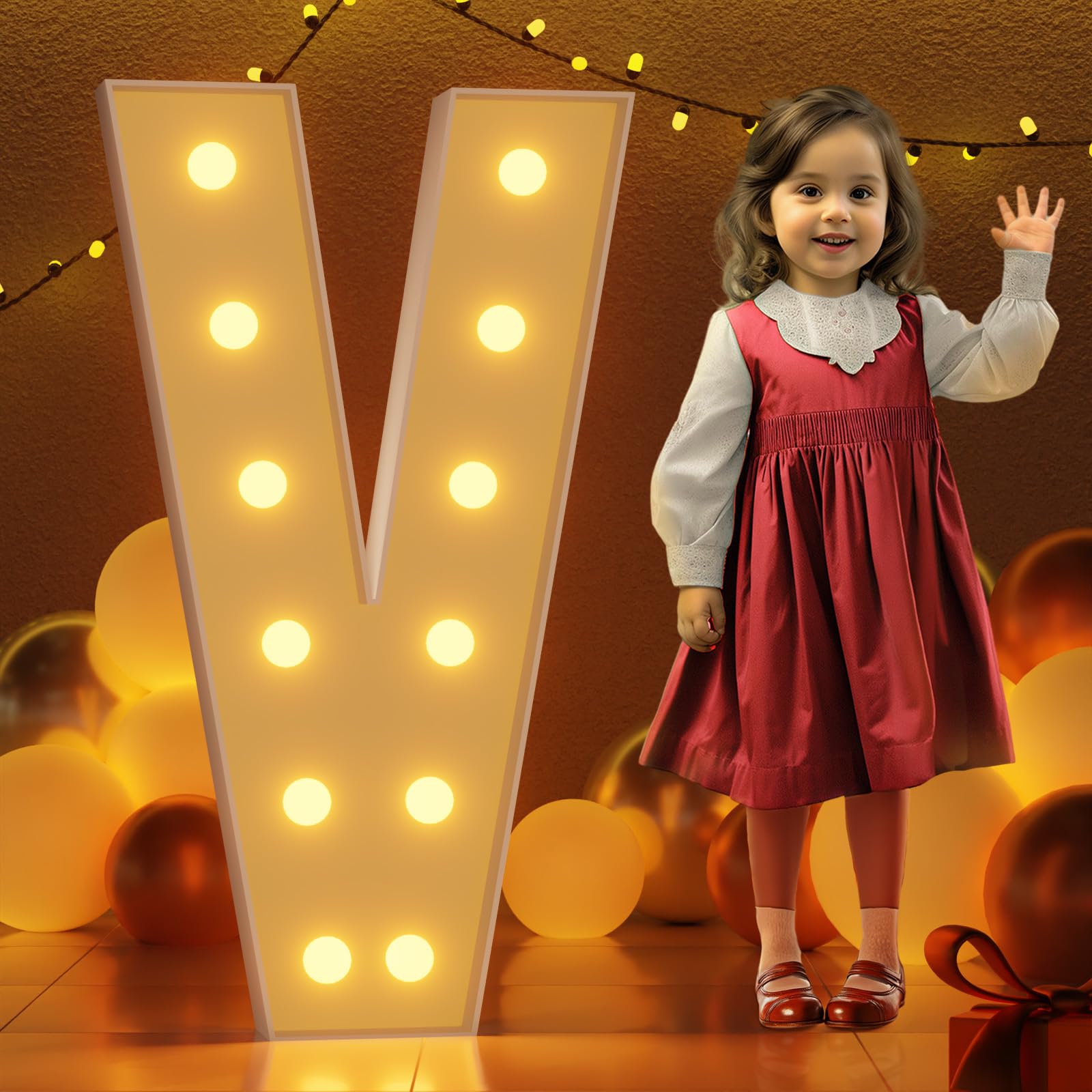 Imprsv 4FT Marquee Light Up V, Large Letters for Baby Shower ...