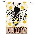 Amazon.com : AVOIN colorlife Summer Polka Dot Bee Welcome Garden Flag ...