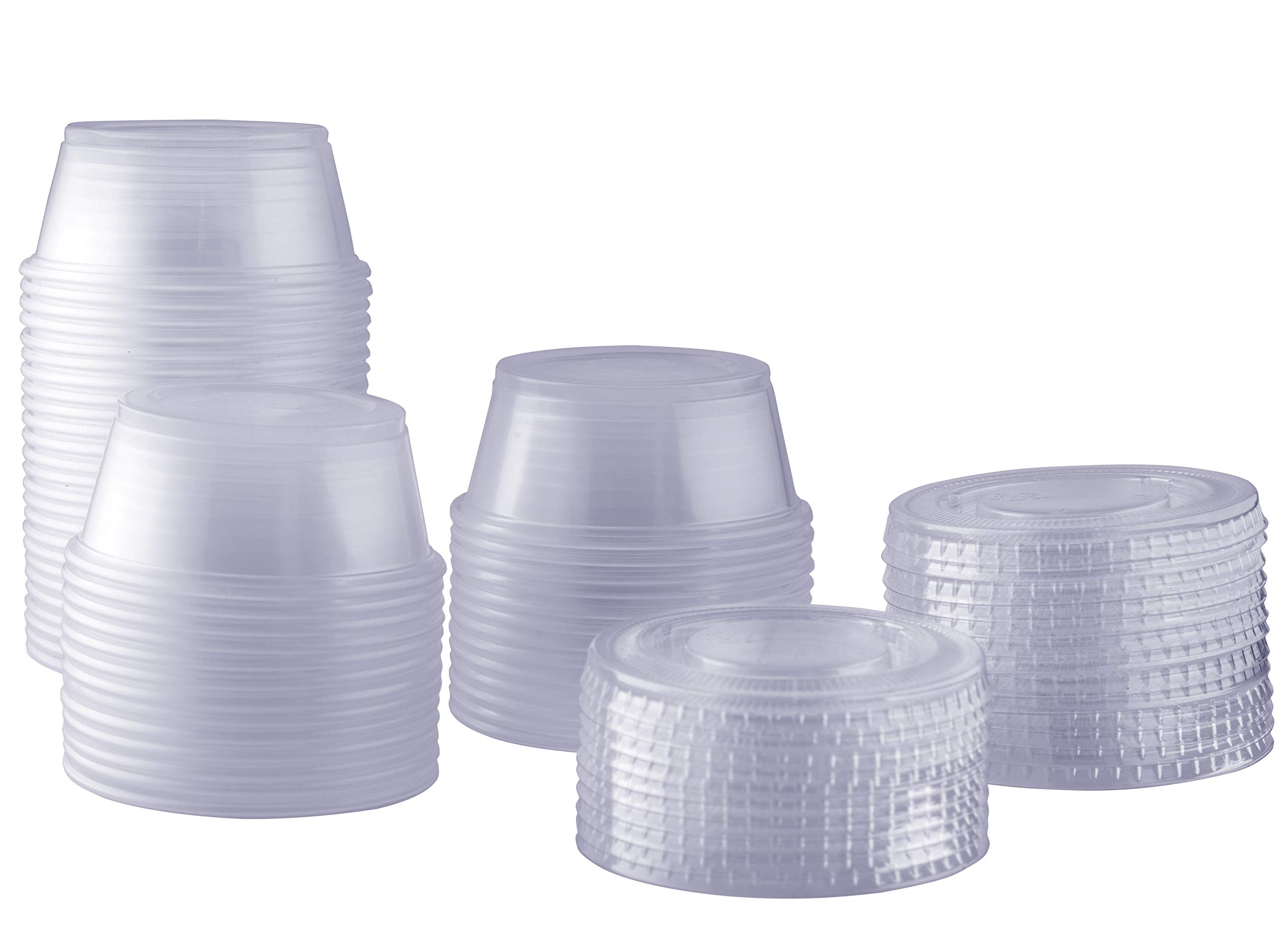  100 Sets 3 25 Oz Plastic Disposable Portion Cups With Lids Buy