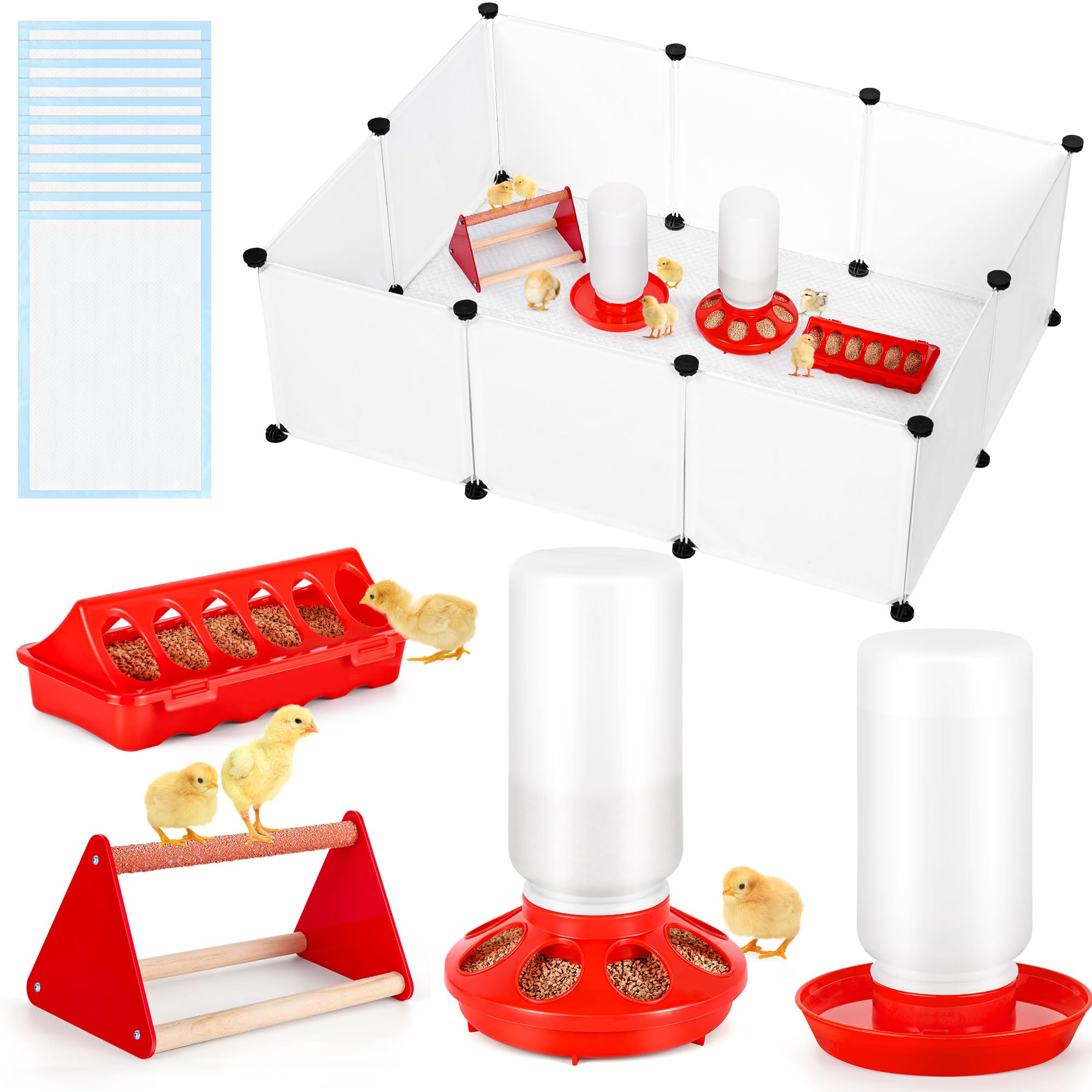 POMINEL Chick Brooder Box Starter Kit, Plastic Baby Chicken Feeder and ...