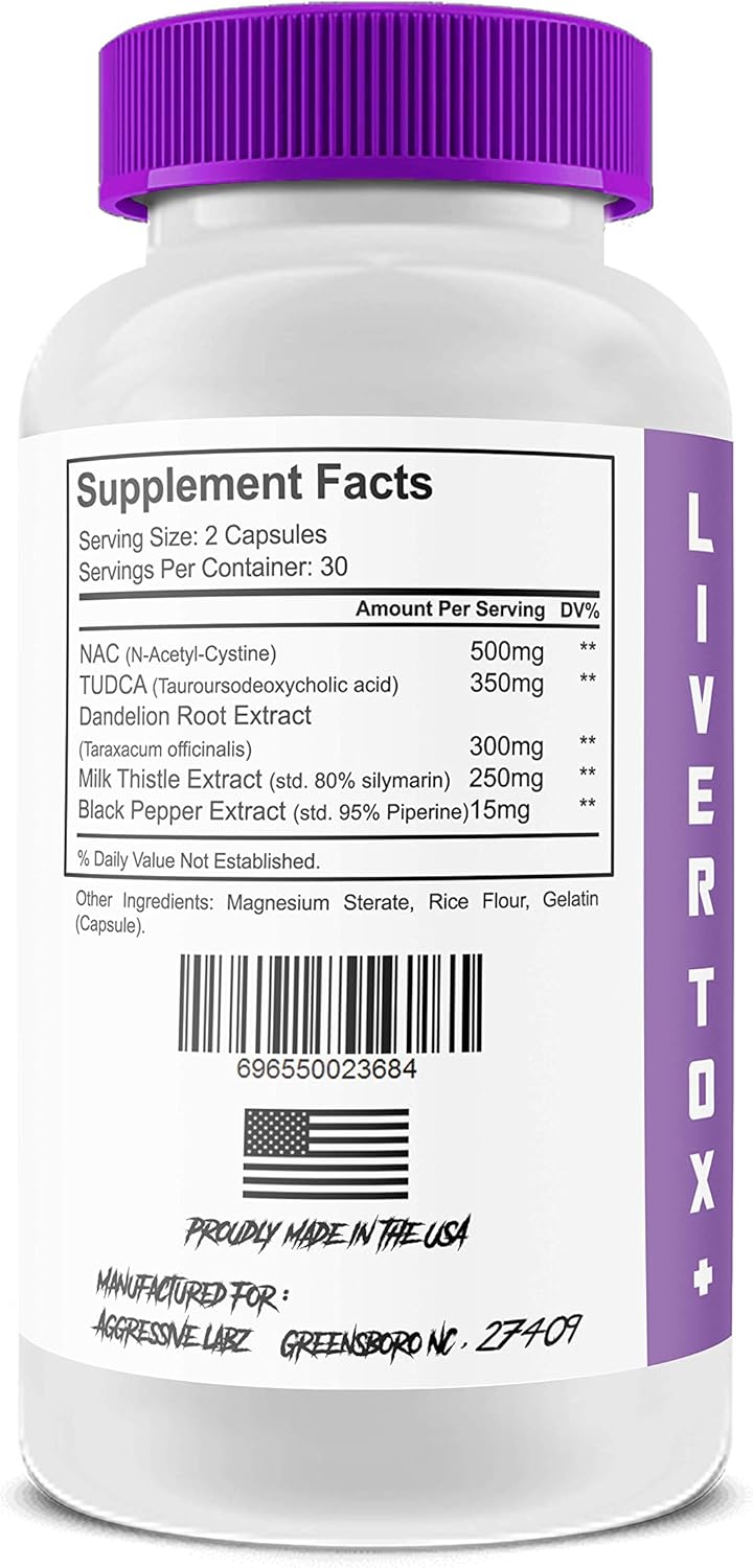 Aggressive Labz Liver Tox Plus, Natural Supplement for Healthy Liver ...