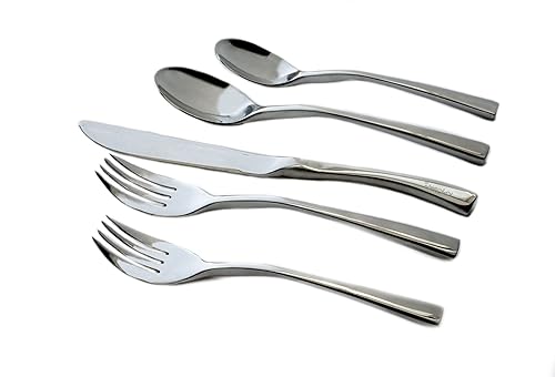 Knork Chrome Curve Flatware, 20 Piece Set, Service for 4, Silverware ...