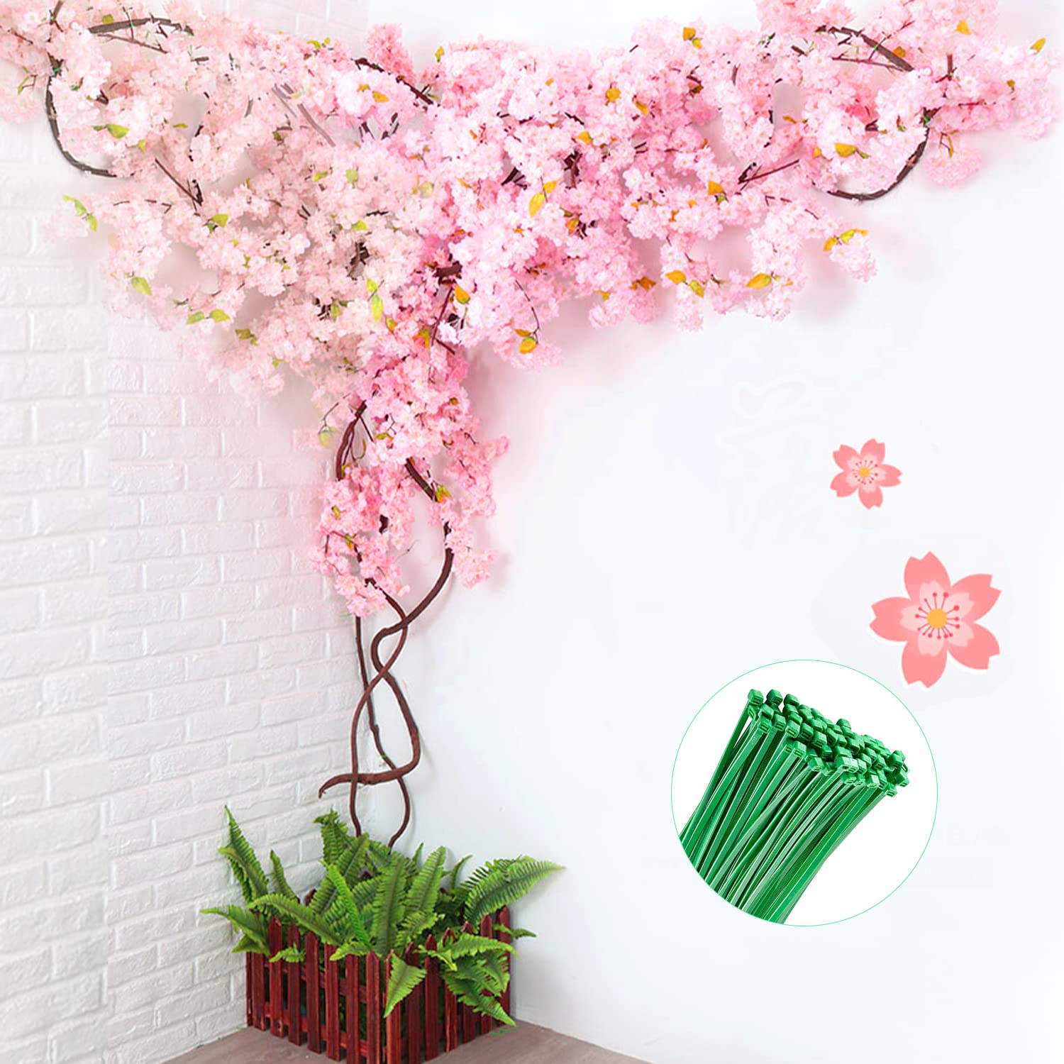 MYOYAY Artificial Cherry Blossom Tree 8.5 FT Tall Champagne Cherry ...
