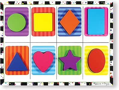 Melissa & Doug Shapes Chunky Puzzle, Preschool, Chunky Wooden Pieces ...